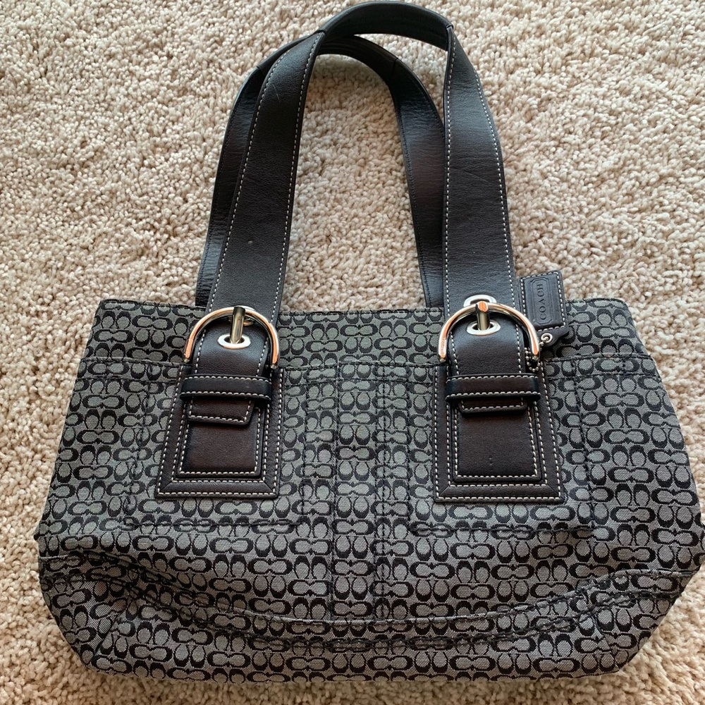Coach Signature Monogram Black/Gray Satchel - Gem